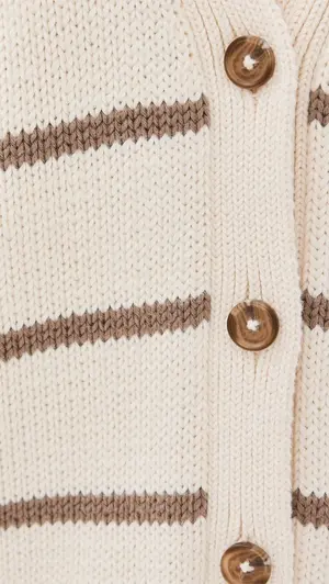 Jenni Kayne Chloe Striped Cotton Cardigan - Ivory/taupe