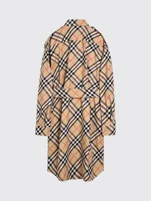 Burberry Checked Cotton Trench Dress - Sand