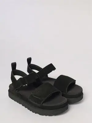 UGG Goldenstar Suede Platform Sandals - Black