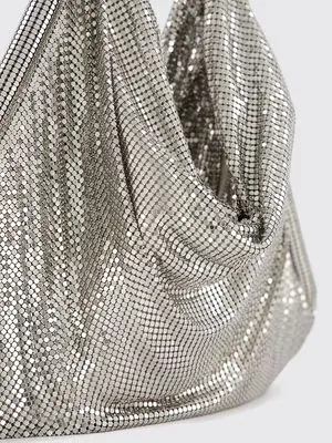 Rabanne Flared Aluminum Metal Mesh Shoulder Bag With Integrated Handle - Silver
