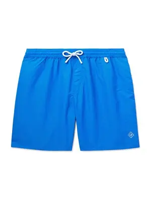 Loro Piana Bay Straight-leg Mid-length Logo-print Swim Shorts - Blue