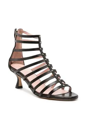 ANNA F. 55mm Leather Caged Sandals - Black