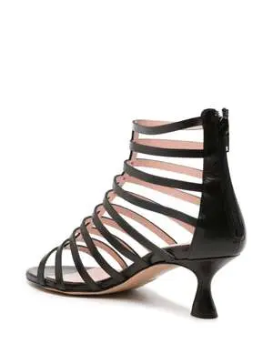 ANNA F. 55mm Leather Caged Sandals - Black