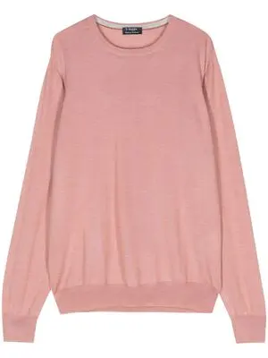 BARBA NAPOLI Fine-knit Virgin Wool-silk Jumper - Pink