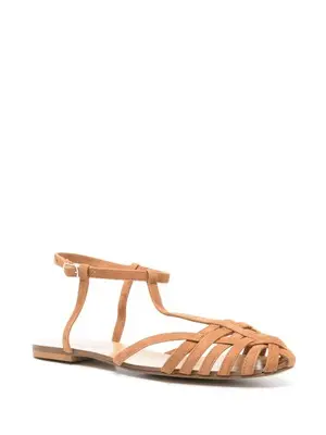 ANNA F. Caged Suede Sandals - Brown