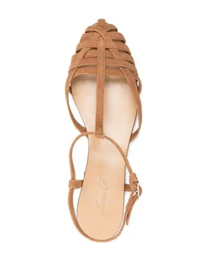 ANNA F. Caged Suede Sandals - Brown