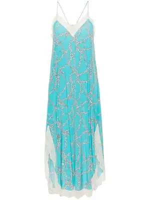 Zadig&Voltaire Ristyl Logo-Print Maxi Dress Blue