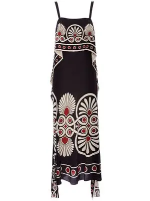 La DoubleJ Slip-around Geometric-print Dress - Black