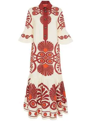 La DoubleJ Artemic Geometric-print Dress - Neutrals