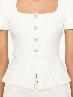SELF-PORTRAIT U-neck Bouclé Top