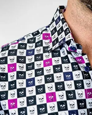 MACEOO Apos;s Fibonacci Skull Squares Dress Shirt - Multi