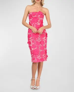 HELSI HELSI Cecilia Strapless Floral Applique Dress - Garden Pink