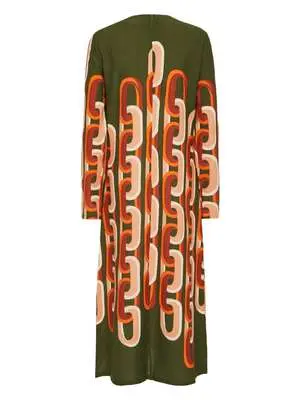 La DoubleJ Swing Chain-link Print Midi Dress - Green