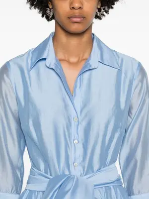 DRHOPE Flared Midi Shirtdress - Blue