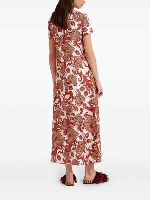 La DoubleJ Swing Botanical-print Silk Dress - White