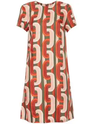 La DoubleJ Swing Chain-link Print Mini Dress - Pink