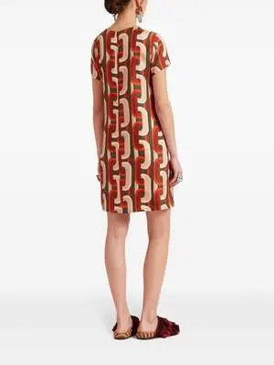 La DoubleJ Swing Chain-link Print Mini Dress - Pink