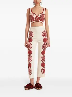 La DoubleJ Medallion Print Cropped Trousers