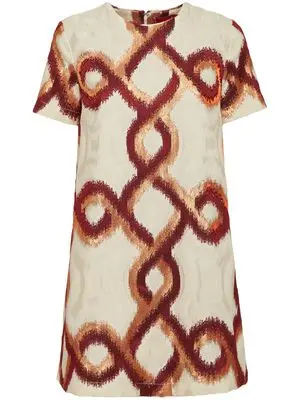 La DoubleJ Mini Swing Geometric-print Dress - Neutrals
