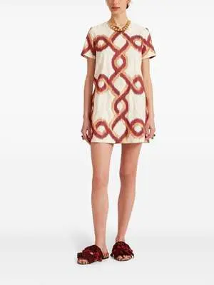 La DoubleJ Mini Swing Geometric-print Dress - Neutrals