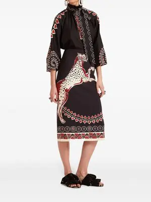 La DoubleJ Gattopardo-print Pencil Skirt