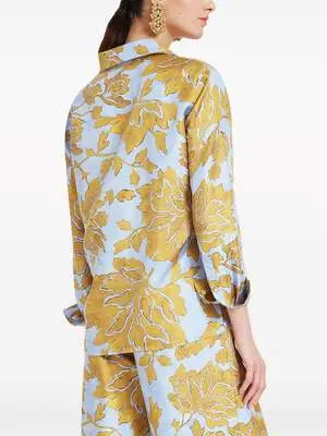 La DoubleJ Floral-print Silk Shirt - Yellow