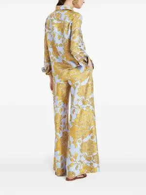 La DoubleJ Floral-print Silk Palazzo Pants - Yellow