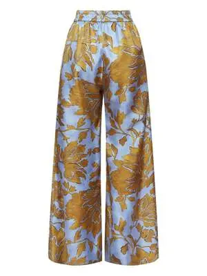 La DoubleJ Floral-print Silk Palazzo Pants - Yellow