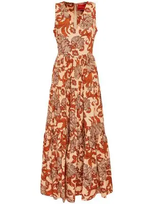 La DoubleJ Botanical-print Poplin Dress - Pink