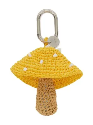 JIL SANDER Woven Raffia Mushroom Charm Yellow