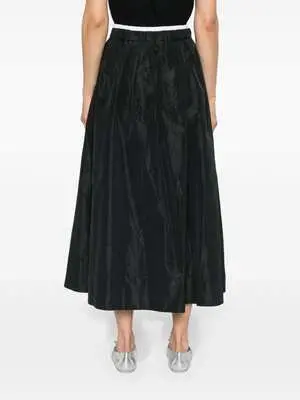 Maje Contrast Waistband Midi Skirt - Black