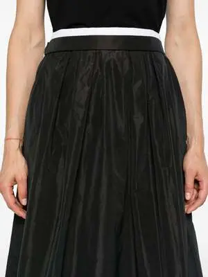 Maje Contrast Waistband Midi Skirt - Black