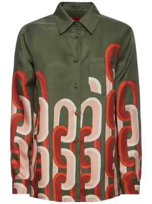 La DoubleJ Silk Geometric Print Shirt
