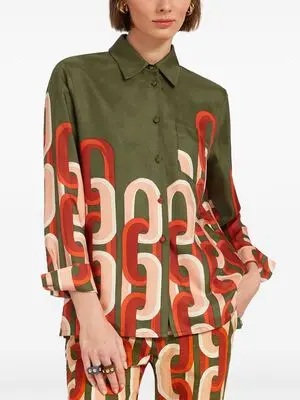 La DoubleJ Silk Geometric Print Shirt