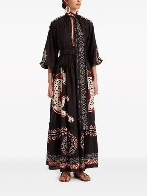 La DoubleJ Athena Animal-print Silk Dress - Black