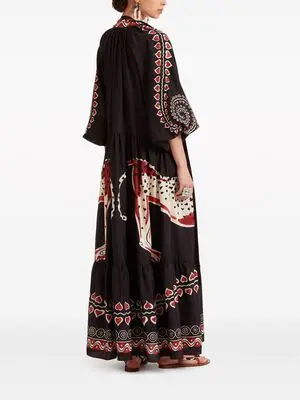 La DoubleJ Athena Animal-print Silk Dress - Black