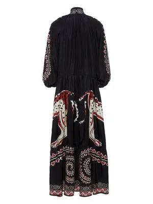 La DoubleJ Athena Animal-print Silk Dress - Black