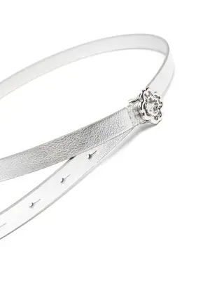 Maje Slim Belt With Clover Buckle - Silver