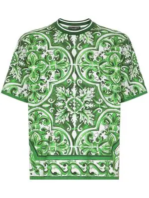 Dolce & Gabbana Majolica-print Cotton T-shirt - Green