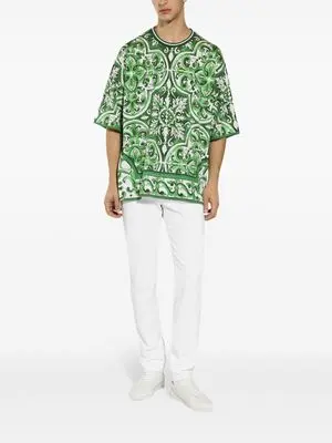 Dolce & Gabbana Majolica-print Cotton T-shirt - Green