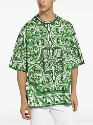 Dolce & Gabbana Majolica-print Cotton T-shirt - Green