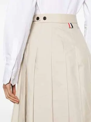 Thom Browne Rwb-tab Pleated Midi Skirt - Neutrals