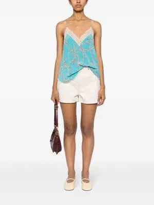Zadig&Voltaire Christy Logo-print Silk Top - Blue