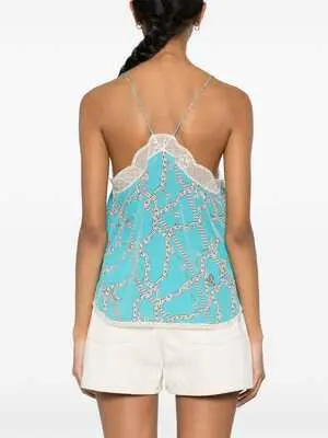 Zadig&Voltaire Christy Logo-print Silk Top - Blue