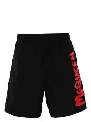 Alexander McQueen Garffiti-print Swim Shorts - Black