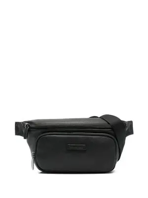 PIQUADRO Logo-plaque Leather Belt Bag - Black