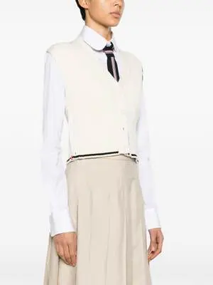 Thom Browne 4-bar Stripe Intarsia-knit Vest - White
