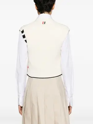 Thom Browne 4-bar Stripe Intarsia-knit Vest - White