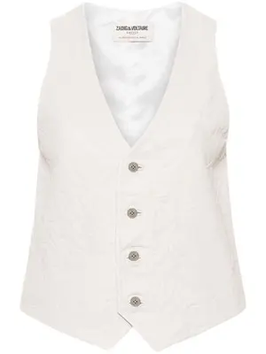 Zadig&Voltaire Emilie Crinkled Leather Waistcoat - Neutrals