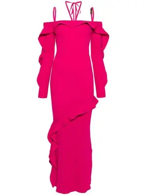 Versace Ribbed Knit Long-sleeve Dress - Pink